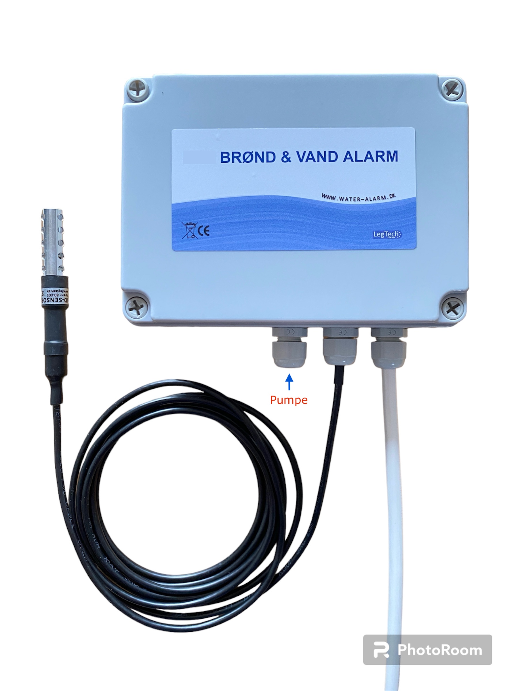 PUMPE STYRING MED VAND-SENSOR - SMS PUMPESTYRING OG ALARM - Legtech Teknik Aps